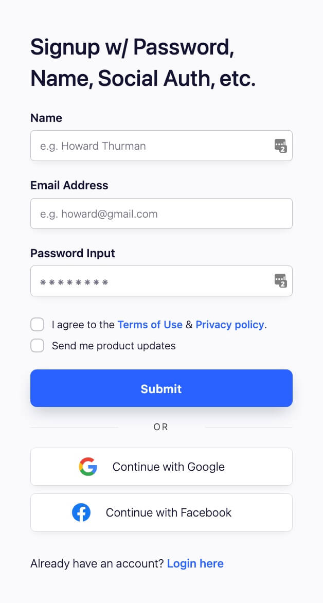 Signup with Social Auth | Free Webflow Component